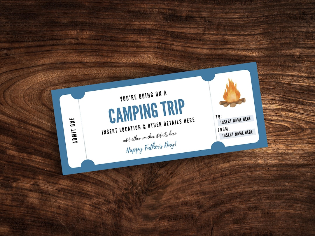 Editable Camping Trip Coupon, Custom Camping Adventure Father's Day ...