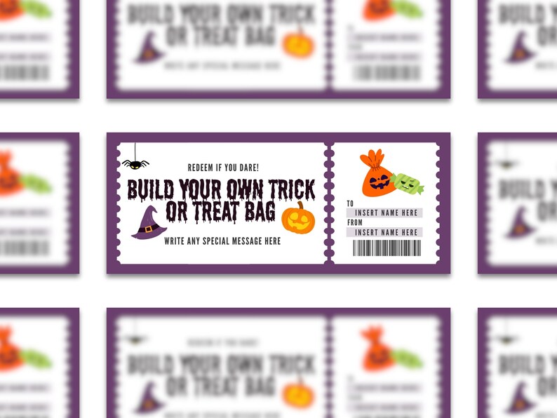 Editable Build Your Own Trick or Treat Bag Coupon, Printable Trick-or ...