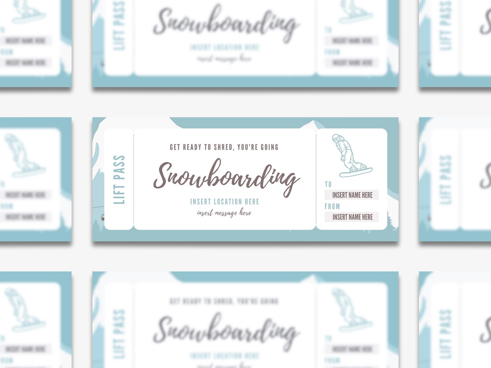 Editable Snowboarding Lift Ticket Template, Custom Snowboarding Trip ...
