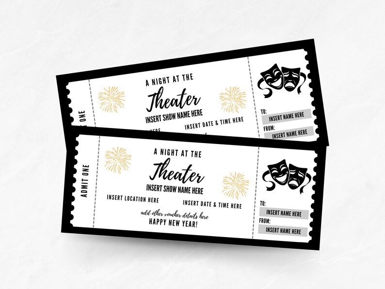 Custom Theater Ticket Template, Printable Play Show Ticket Coupon ...