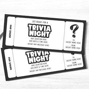 Editable Trivia Night Coupon, Custom Bar Trivia Ticket Template ...
