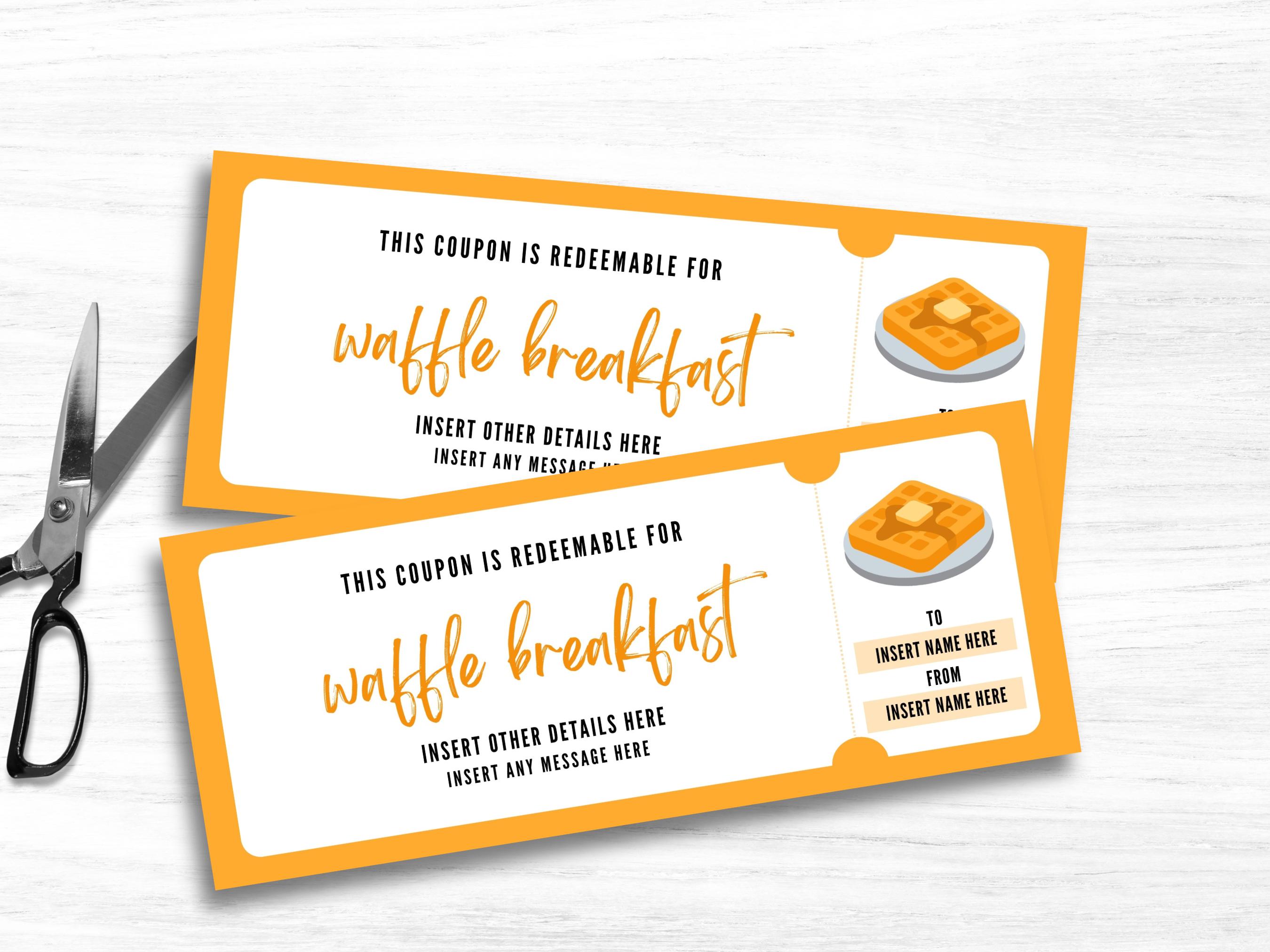 Editable Pancake Making Coupon, Printable Breakfast Date Ticket ...