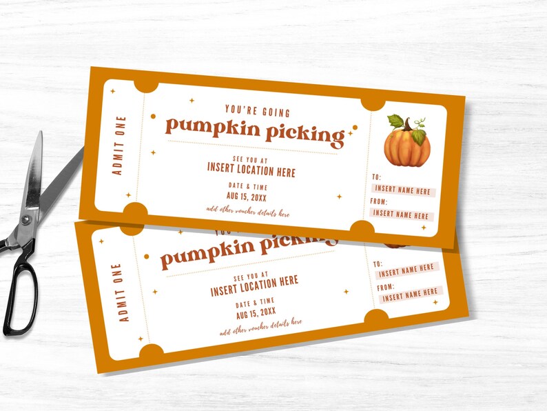 Editable Pumpkin Picking Coupon, Custom Pumpkin Patch Ticket Template ...