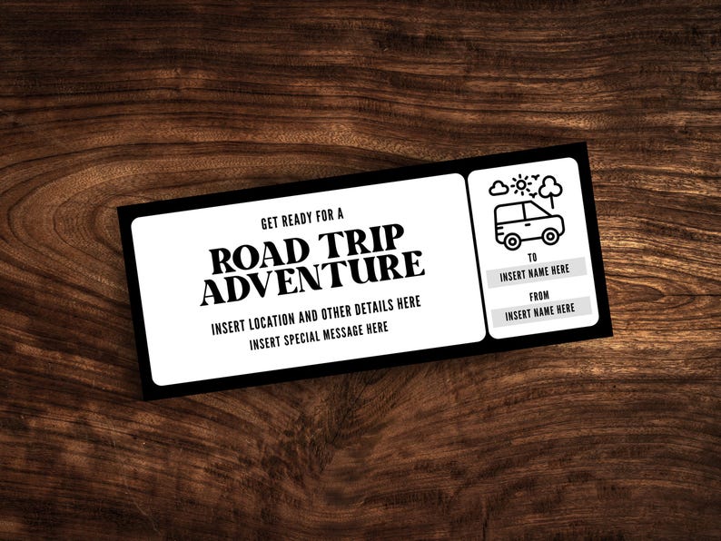 Editable Road Trip Adventure Coupon Template, Custom Scenic Road Trip ...