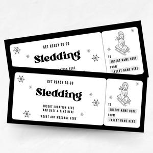 Editable Sledding Ticket Template, Custom Winter Snow Sledding Coupon ...