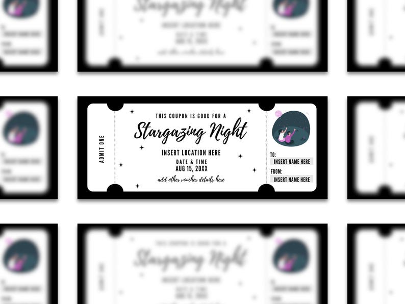 Editable Stargazing Night Coupon, Custom Stargazing Date Gift ...