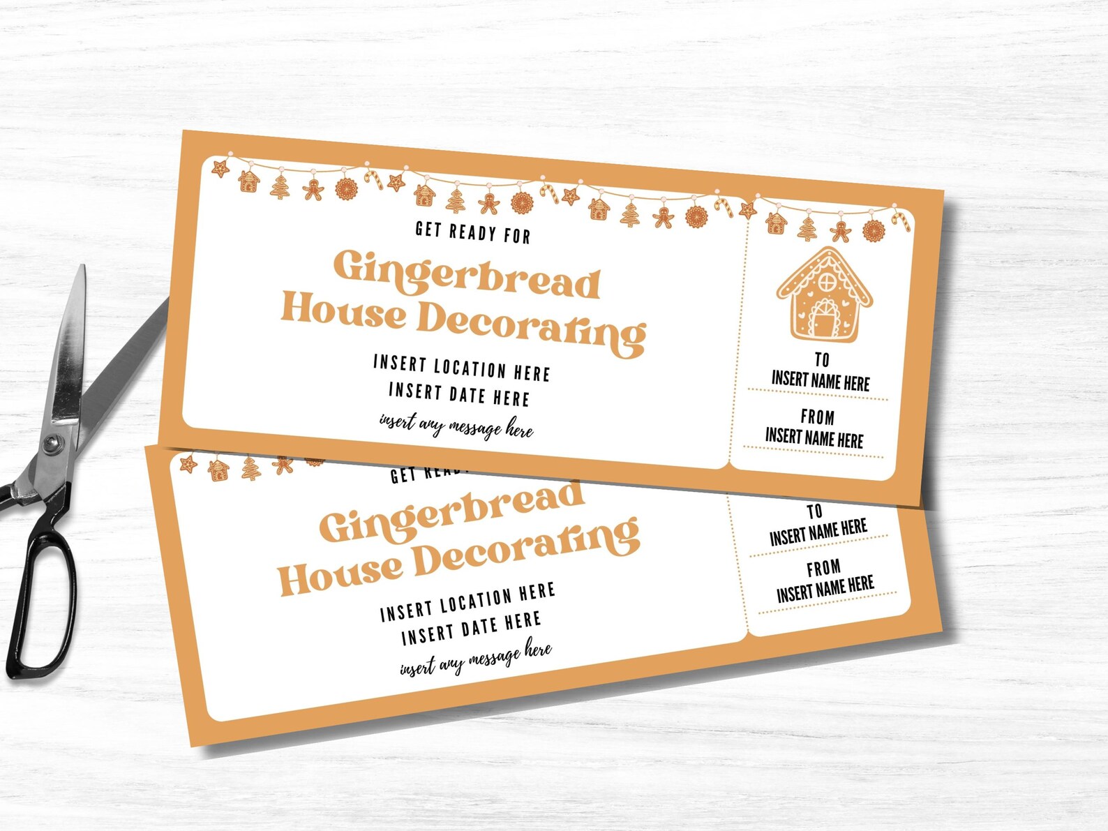 Editable Gingerbread House Decorating Ticket Template, Custom ...