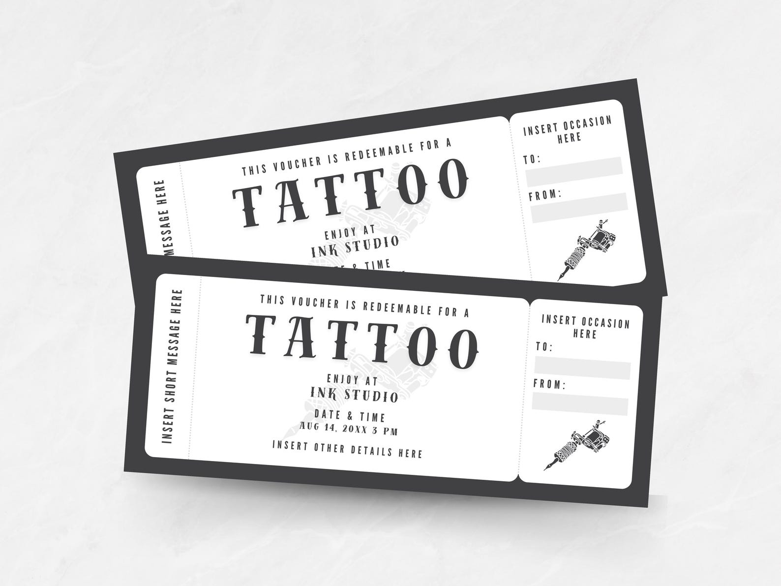 Tattoo Ticket Gift Voucher, Editable Gift Certificate Template, Custom ...