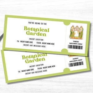 Custom Botanical Garden Ticket Template, Printable Botanical Gardens ...