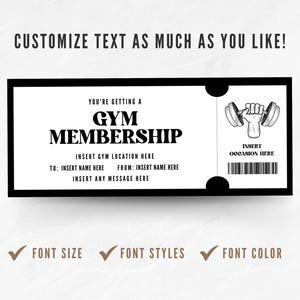 Editable Gym Membership Coupon, Custom Fitness Club Membership Ticket ...