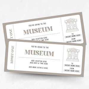 Custom Museum Ticket Template, Printable Museum Gallery Coupon ...