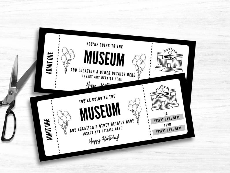 Custom Museum Ticket Template, Printable Museum Gallery Coupon ...