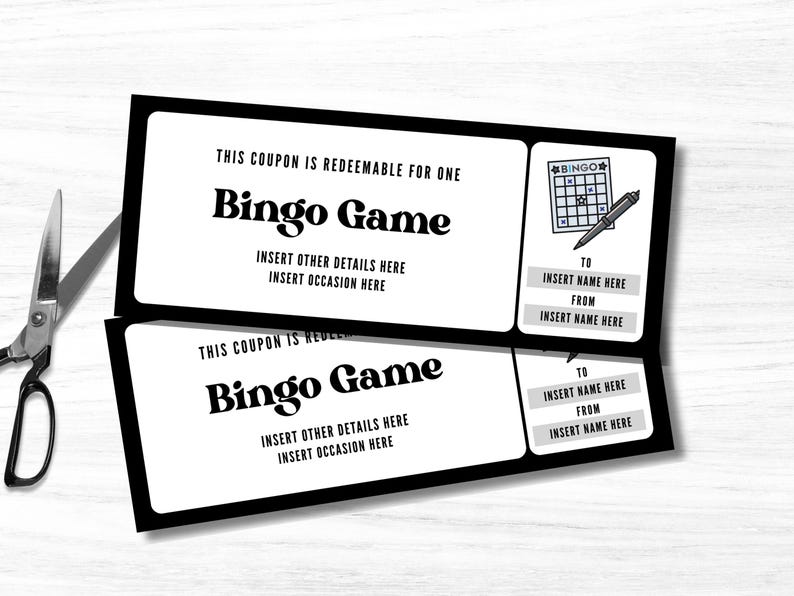 Editable Bingo Game Coupon, Custom Bingo Night Ticket Template, Digital ...