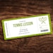 Editable Tennis Lesson Coupon, Custom Tennis Lessons Ticket Template ...