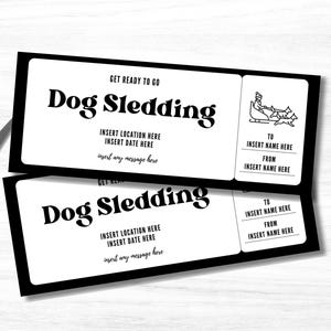 Editable Dog Sledding Ticket Template, Custom Winter Dog Snow Sledding ...