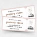 Printable Pottery Class Coupon, Editable Pottery Making Lesson Ticket ...