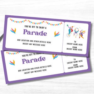 Custom Parade Ticket Template, Editable Parade Coupon, Surprise Parade ...