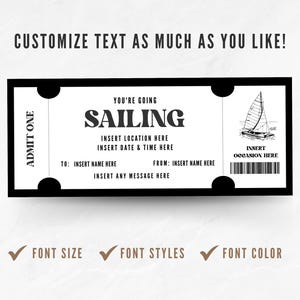 Editable Sailing Trip Ticket, Printable Sail Boat Boarding Pass Coupon ...