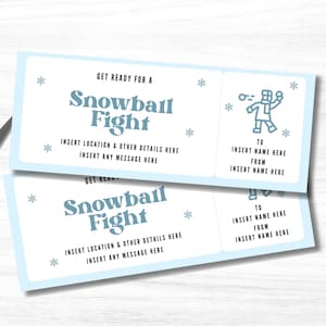 Editable Snowball Fight Ticket Template, Custom Snowball Fight Coupon ...