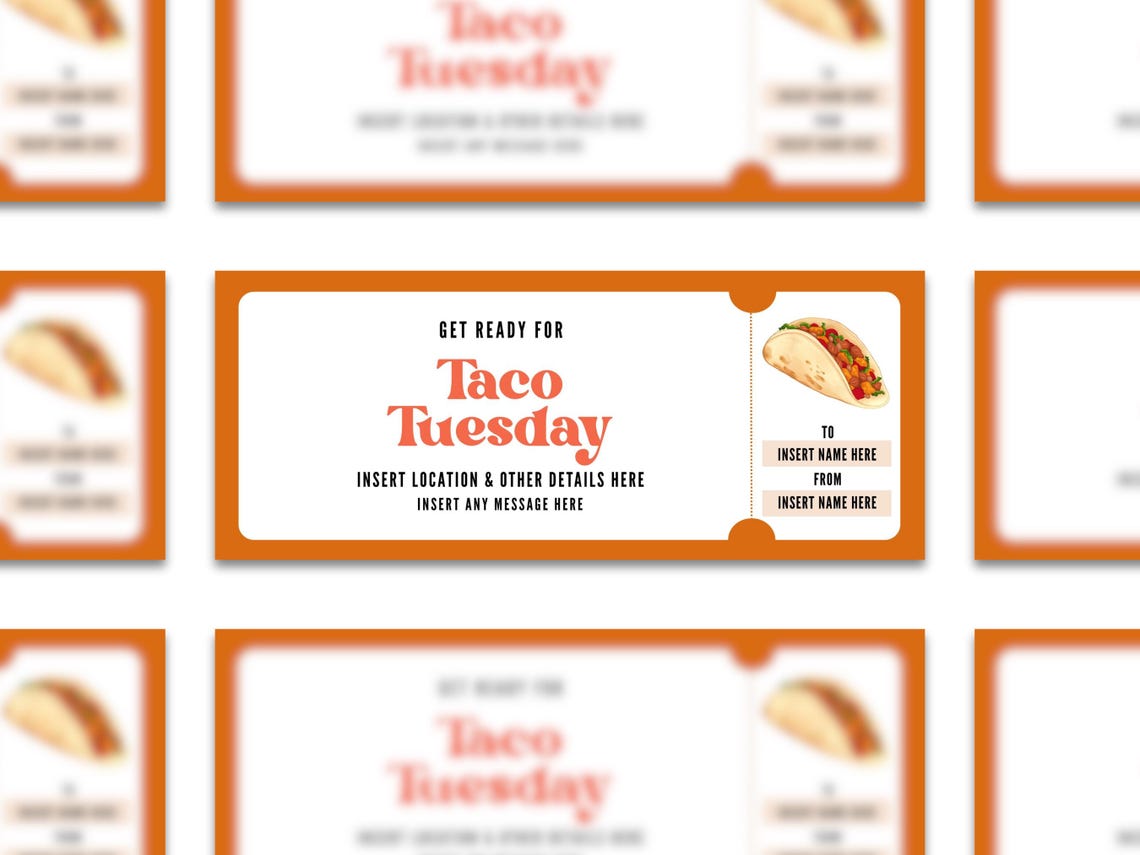 Editable Taco Tuesday Coupon, Printable Taco Night Invitation Template ...