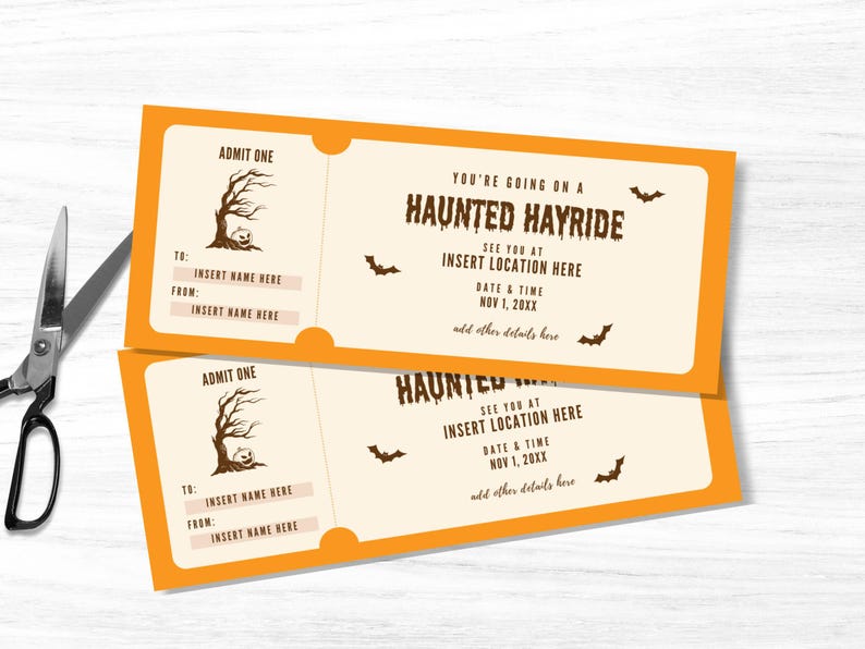 Editable Haunted Hayride Coupon, Custom Haunted Hayride Ticket Template ...
