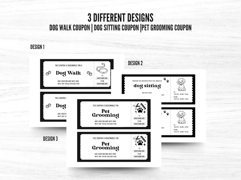 Editable Dog Care Coupon Template Bundle, Custom Dog Sitting Coupon ...