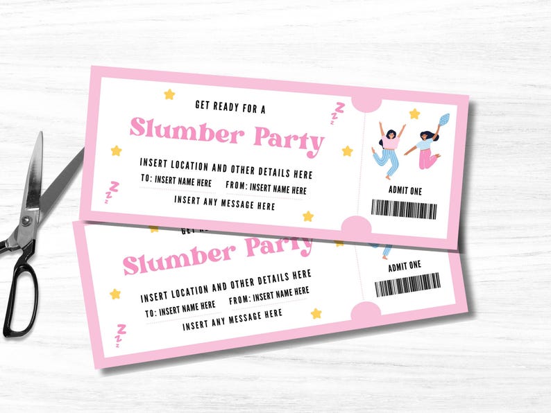 Editable Slumber Party Coupon Template, Custom Sleepover Invitation ...