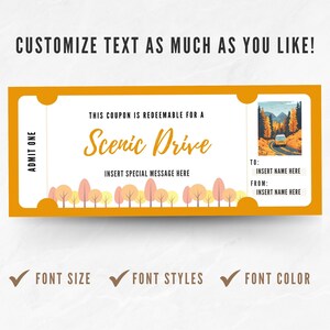 Editable Scenic Drive Coupon Template, Custom Scenic Fall Foliage ...