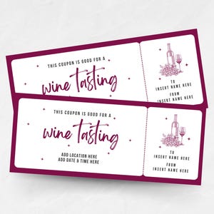 Printable Wine Tasting Coupon Template, Editable Winery Ticket Template ...