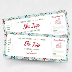 Editable Ski Lift Ticket Template, Custom Christmas Ski Trip Coupon ...