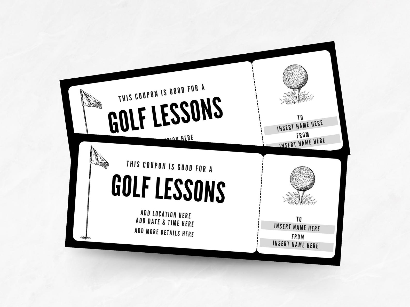 Editable Golf Lesson Gift Certificate, Custom Golf Class Coupon ...