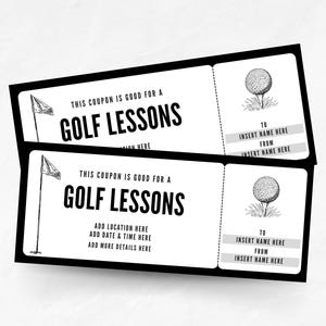 Editable Golf Lesson Gift Certificate, Custom Golf Class Coupon ...