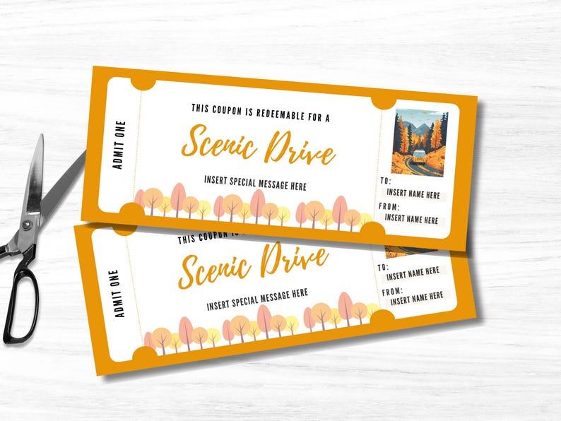 Editable Scenic Drive Coupon Template, Custom Scenic Fall Foliage ...