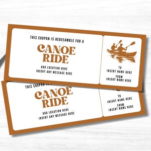 Editable Canoe Ride Coupon, Custom Canoe Tour Ticket Template ...