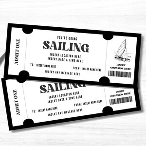 Editable Sailing Trip Ticket, Printable Sail Boat Boarding Pass Coupon ...