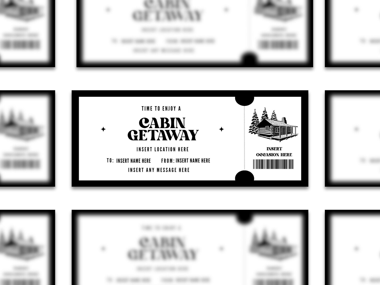 Editable Cabin Getaway Coupon Template, Custom Surprise Cozy Cabin ...