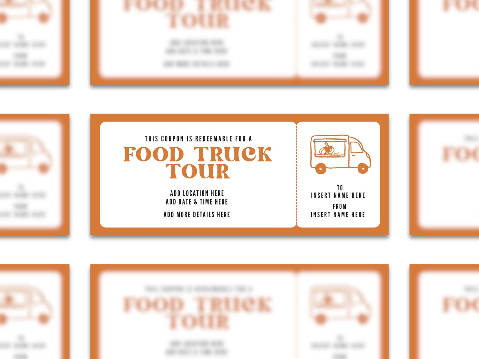 Printable Food Truck Tour Coupon Template, Editable Food Truck Festival ...