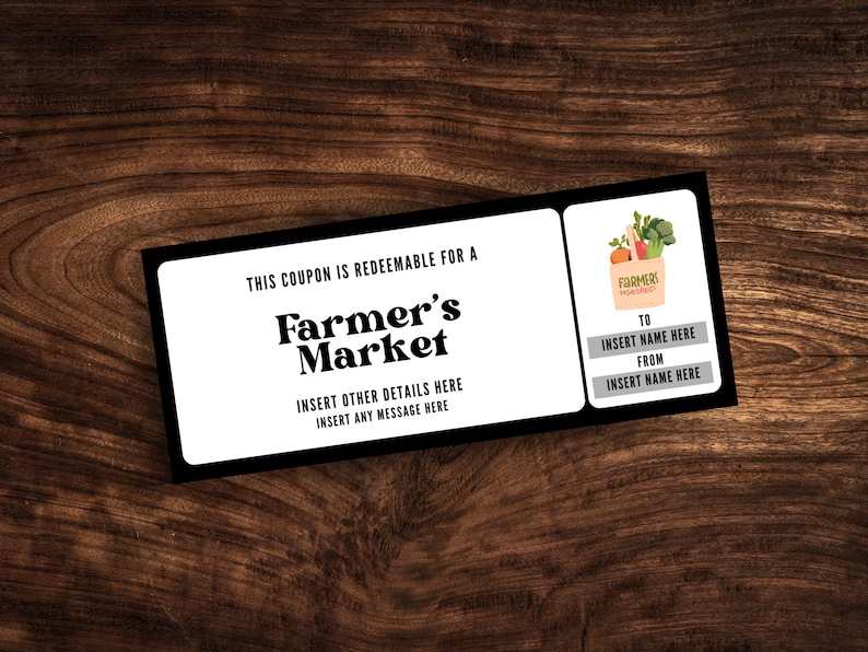 Editable Farmer's Market Ticket Template, Custom Harvest Farmers Market ...