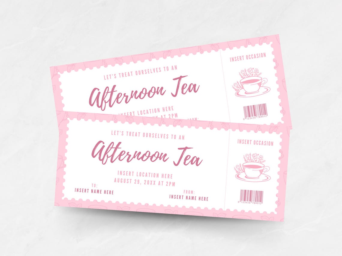 Editable Afternoon Tea Ticket Template, Custom Afternoon Tea Party ...