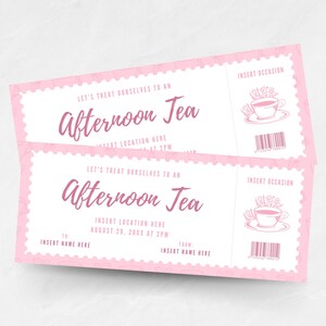 Editable Afternoon Tea Ticket Template, Custom Afternoon Tea Party ...
