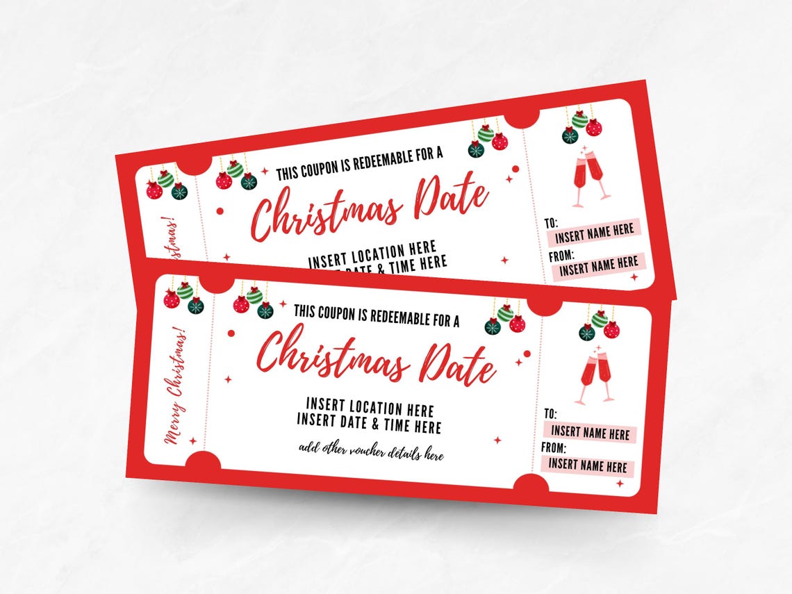 Custom Christmas Dinner Date Night Coupon, Printable Surprise Dinner ...
