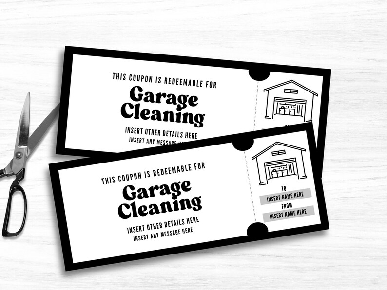 Editable Garage Cleaning Coupon, Custom Cleaning Service Gift ...
