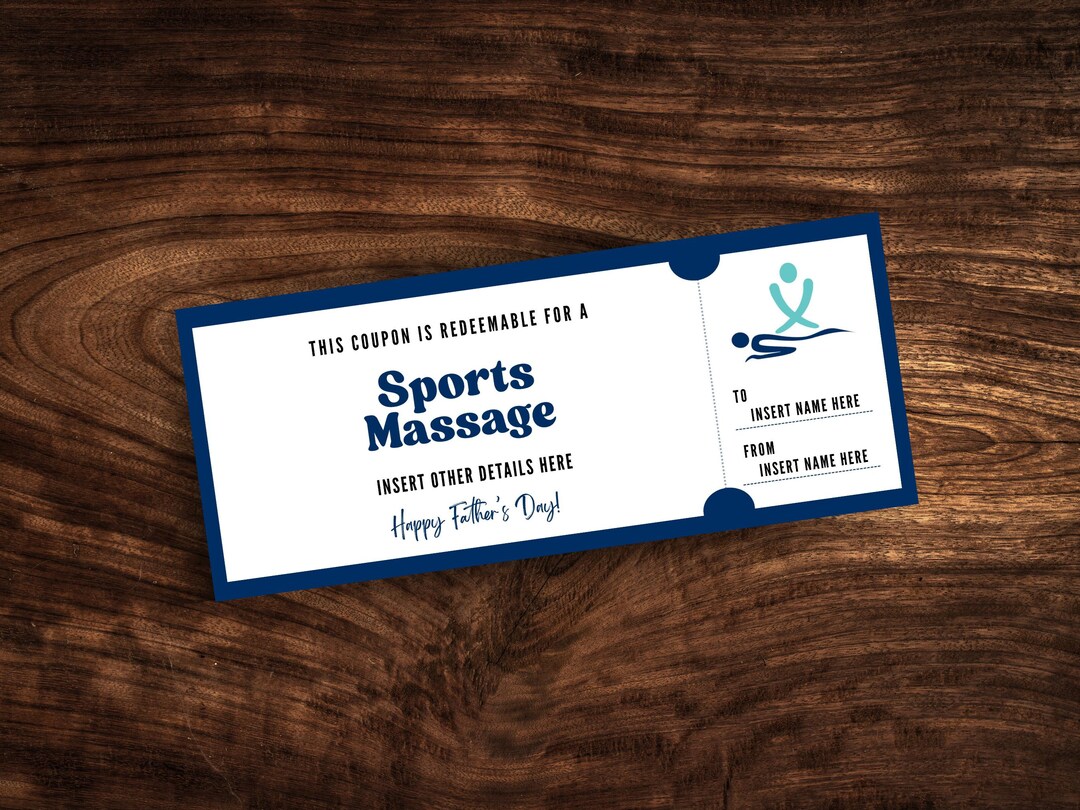 Editable Sports Massage Gift Certificate, Custom Sports Massage Father ...