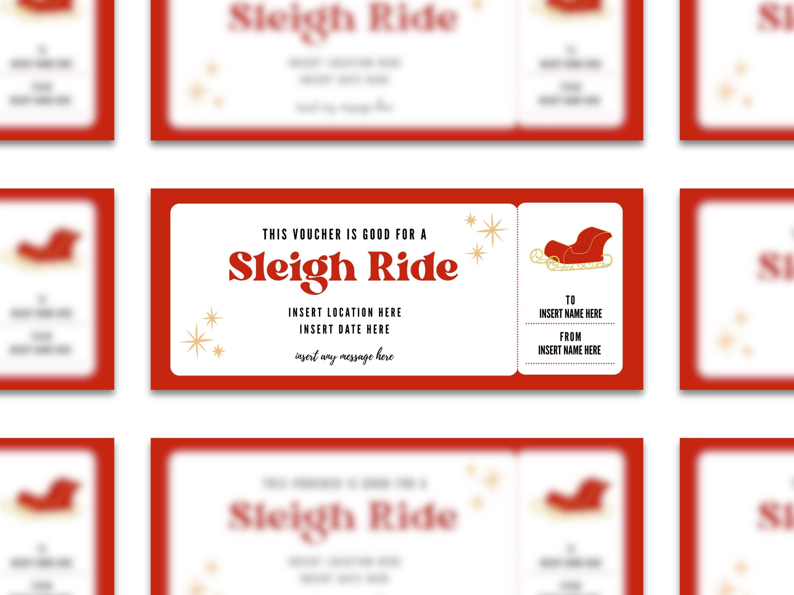 Editable Sleigh Ride Ticket Template, Custom Christmas Sleigh Ride ...