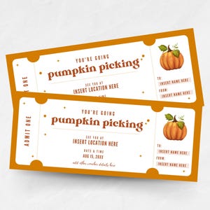 Editable Pumpkin Picking Coupon, Custom Pumpkin Patch Ticket Template ...
