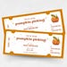 Editable Pumpkin Picking Coupon, Custom Pumpkin Patch Ticket Template, Printable Autumn Gift ...