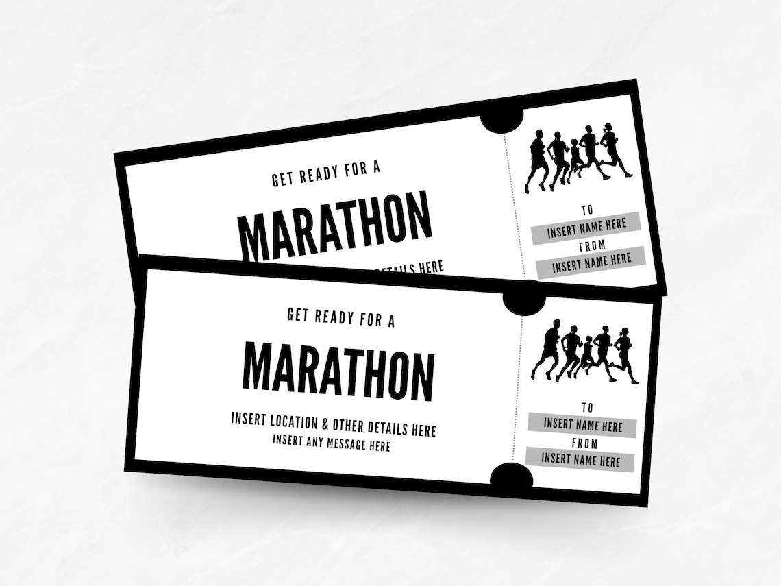 Editable Marathon Ticket Template, Custom Marathon Race Coupon ...