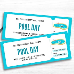 Editable Pool Day Coupon, Printable Summer Pool Party Invitation ...