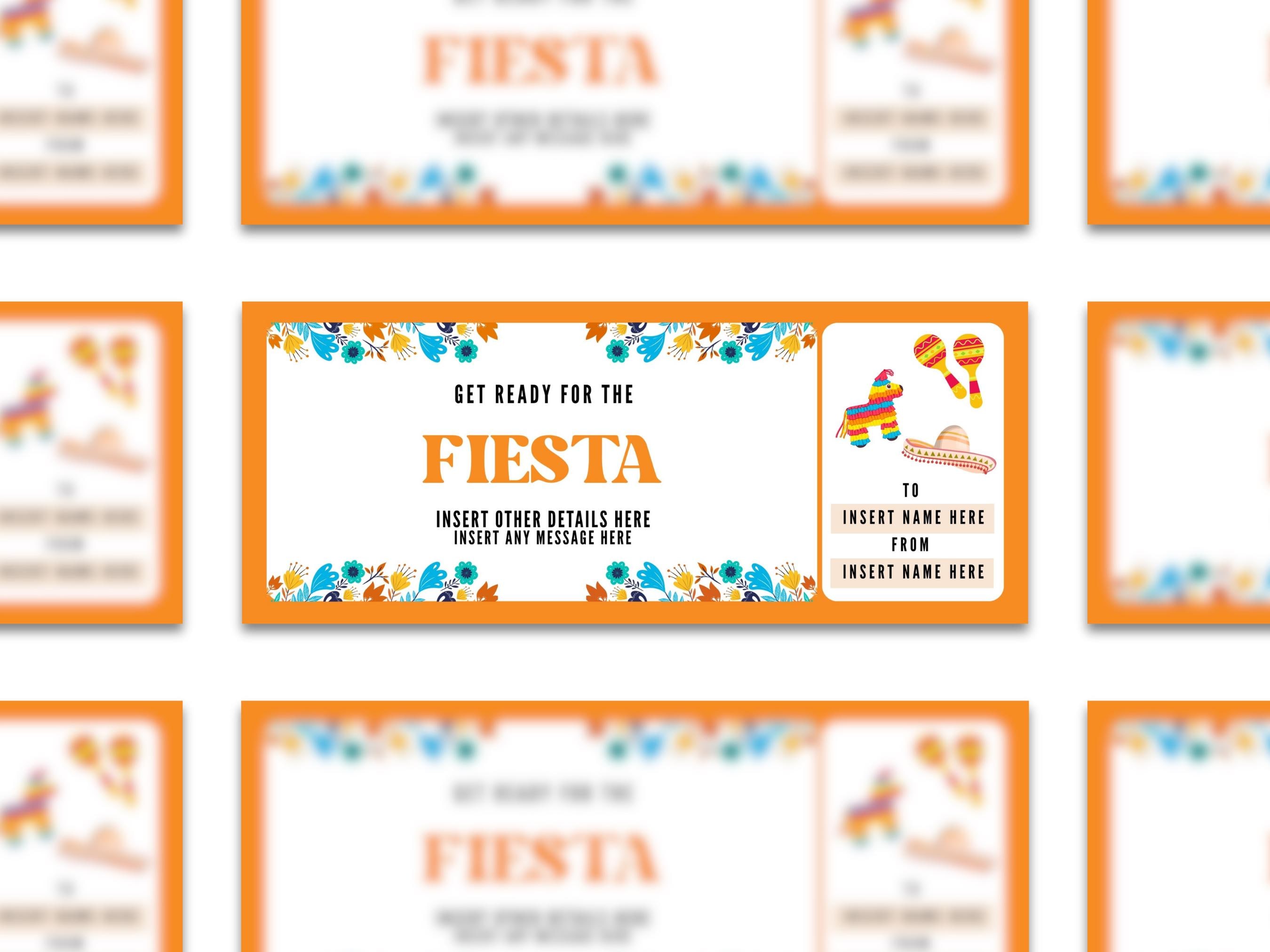 Editable Fiesta Ticket Template, Custom Cinco De Mayo Party Coupon ...