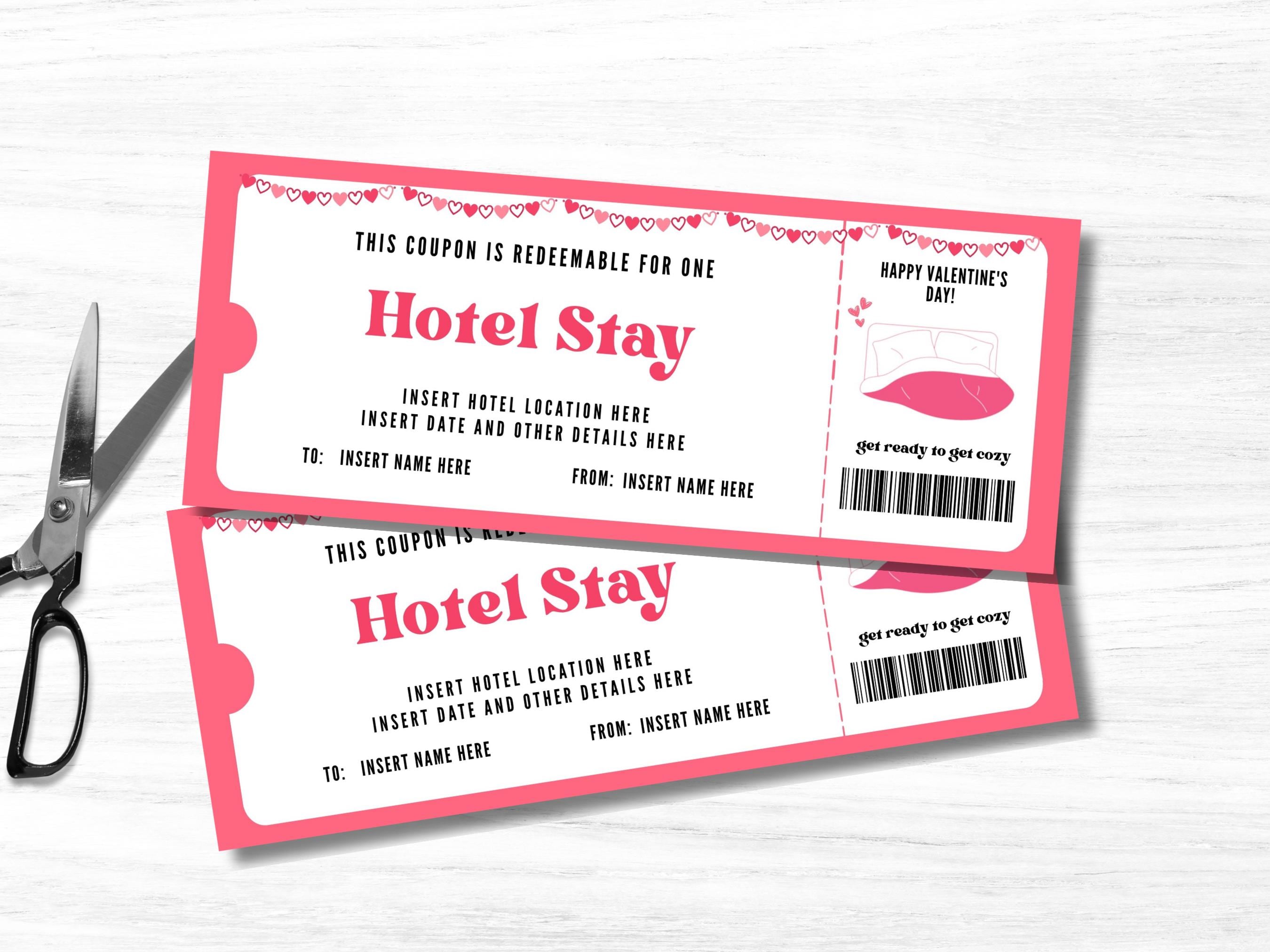 Editable Hotel Stay Valentine's Day Coupon Template, Custom Surprise ...